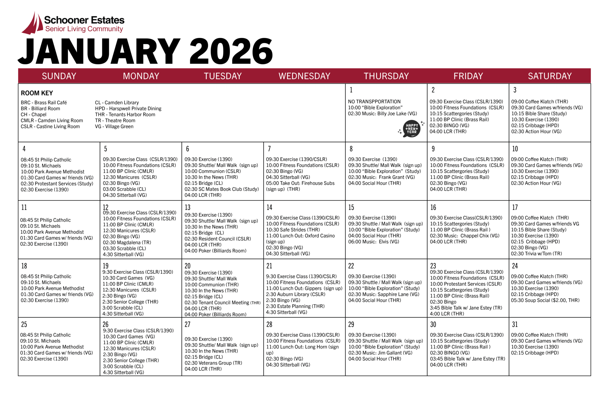 January 2026 Activity Calendar - Schooner Estates — A MaineSail Care ...