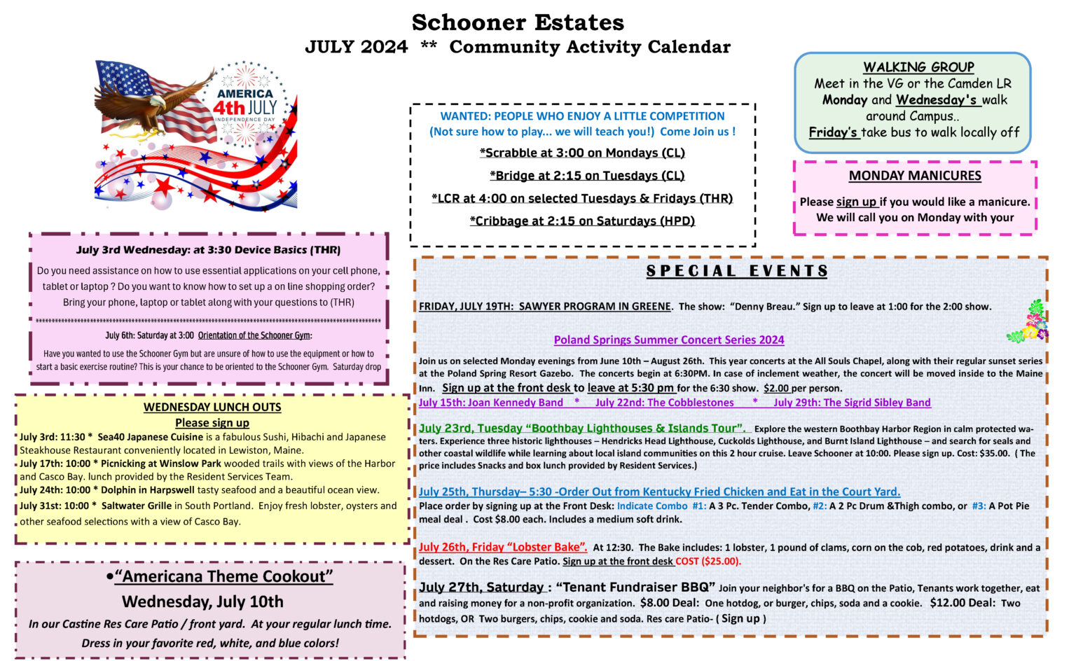 July 2024 Activity Calendar
